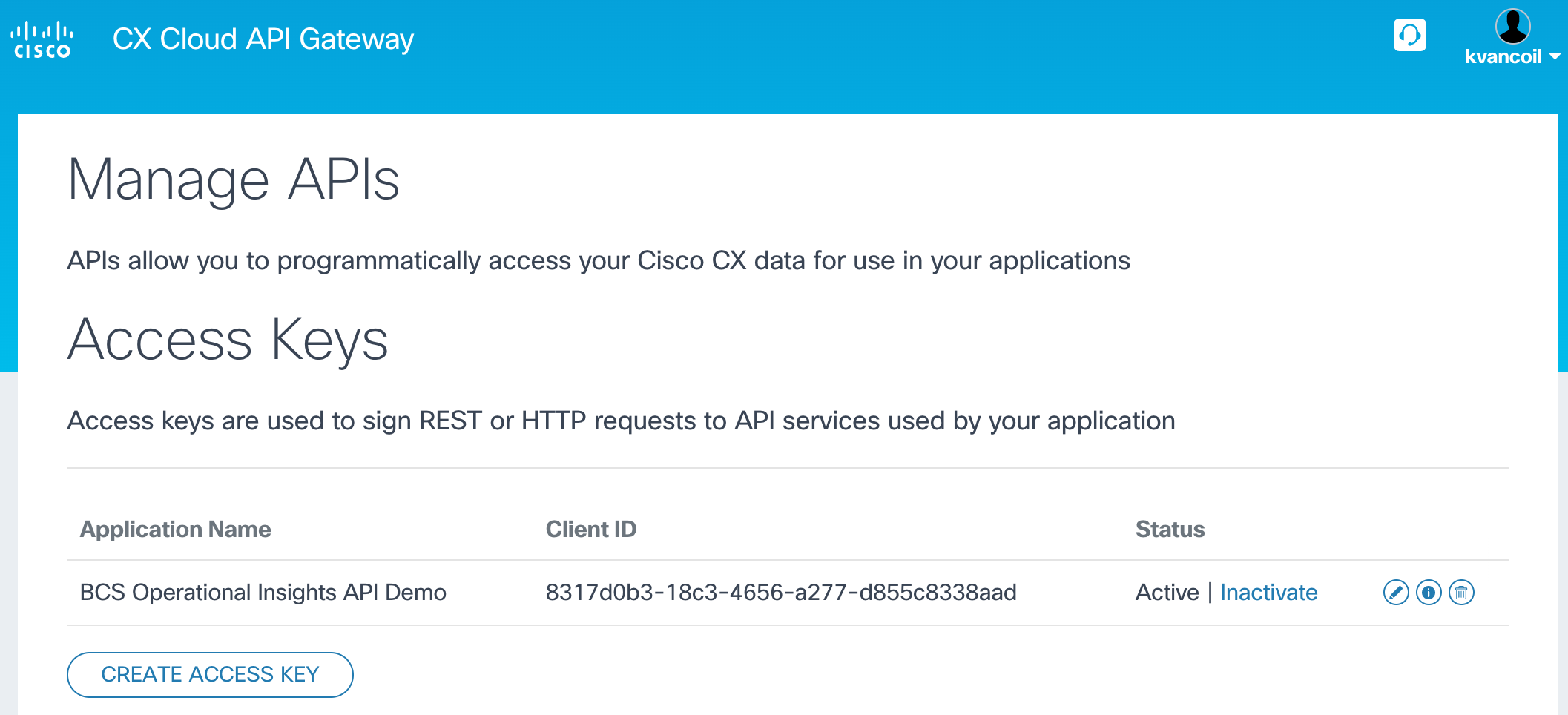 Application Registration - Business Critical Services(BCS) Operational Insights API - Cisco DevNet