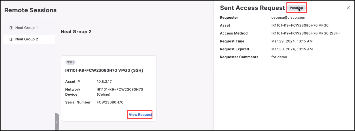 Request access to a remote session - Cisco IoT Operations Dashboard ...