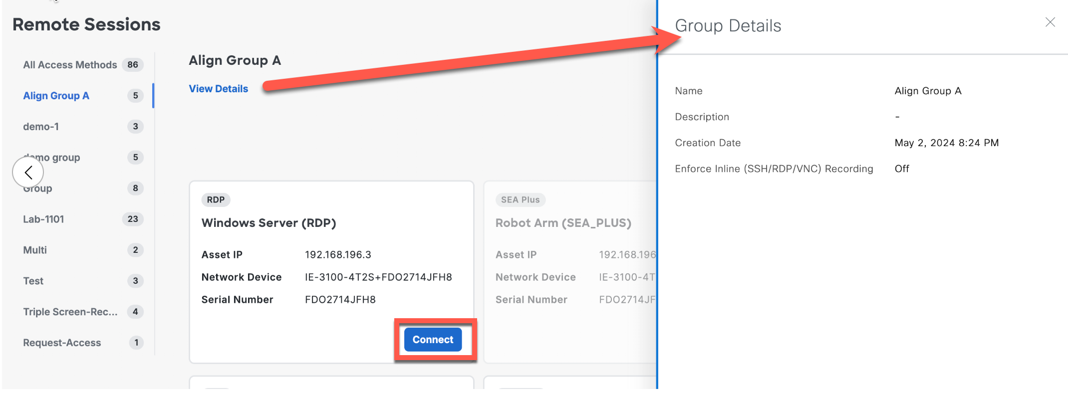 Open SEA remote asset sessions - Cisco IoT Operations Dashboard - Cisco DevNet
