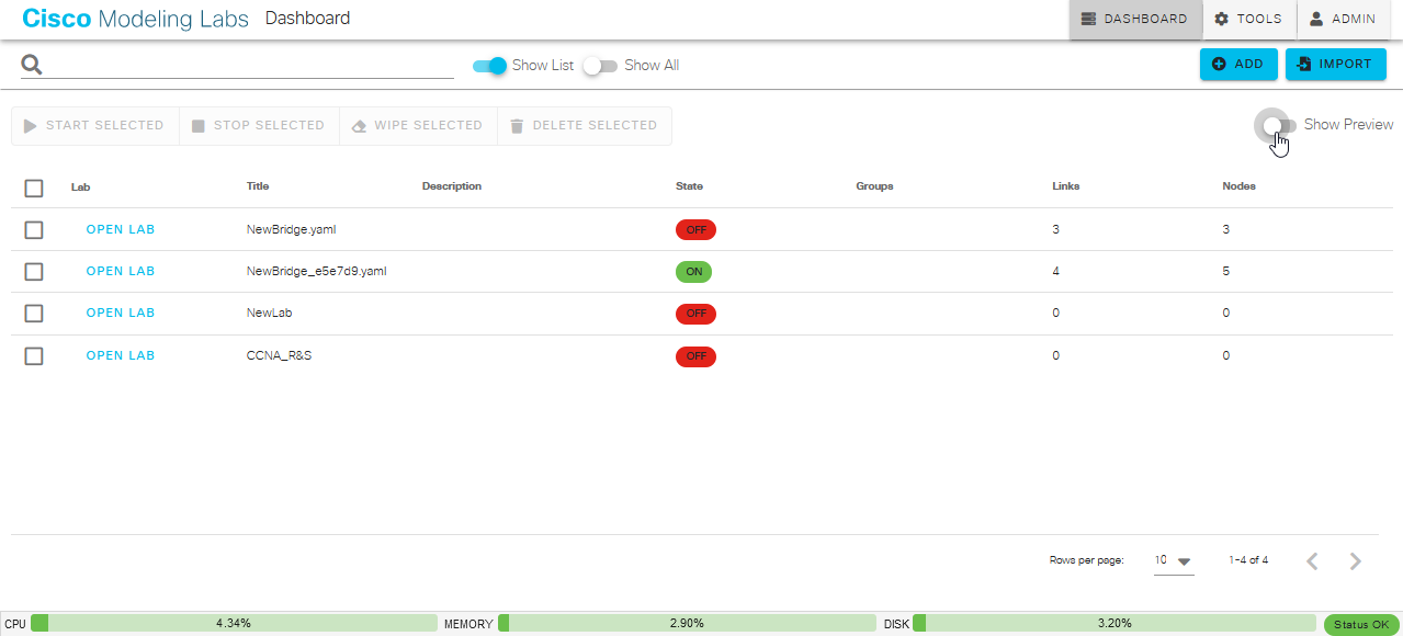 Changing the Lab List View and Multi-Selecting Labs - Cisco Modeling ... Changing the Lab List View and Multi-Selecting Labs - Cisco Modeling ...