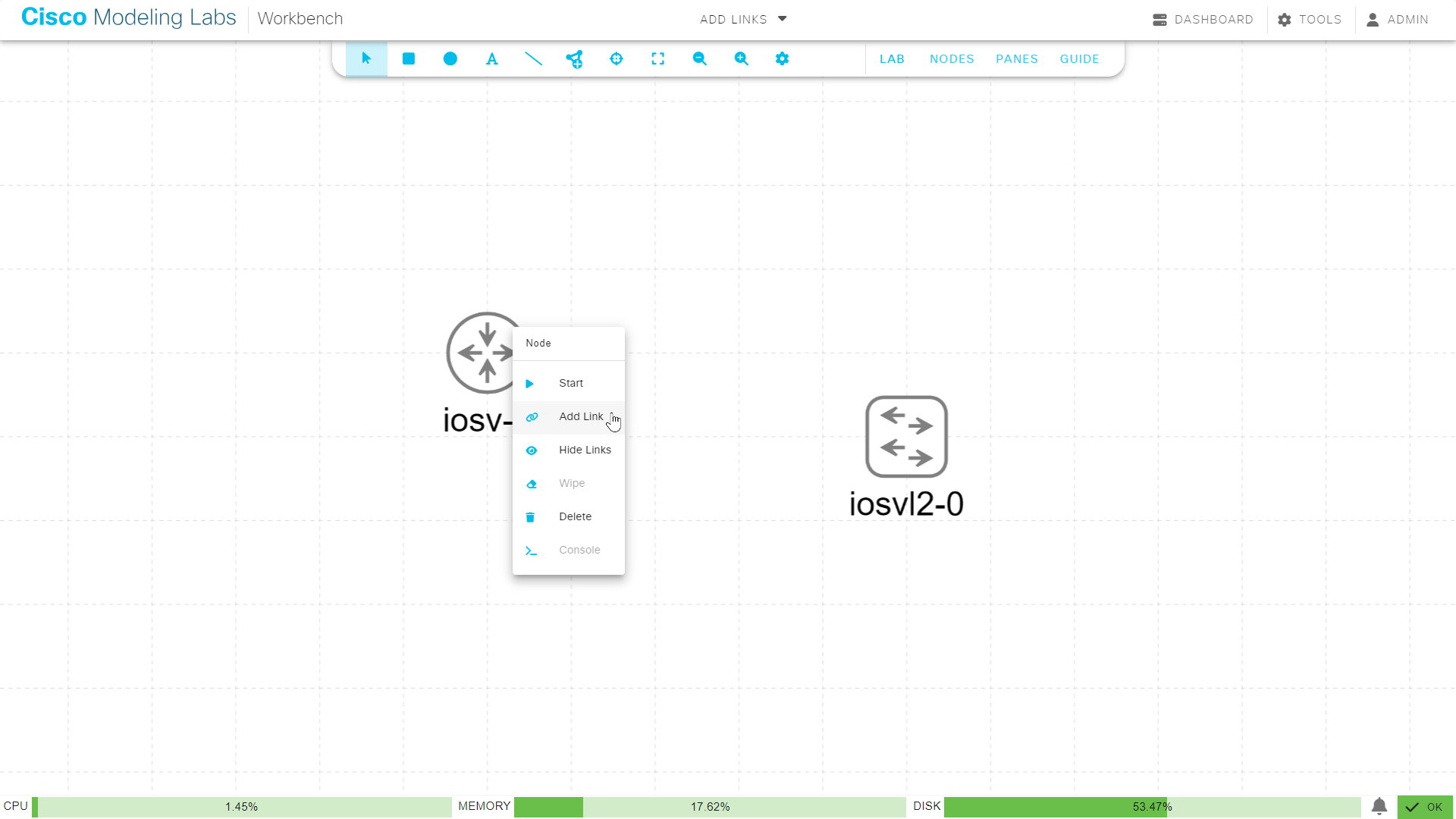 Creating Links - Cisco Modeling Labs v2.7 - Cisco DevNet Creating Links - Cisco Modeling Labs v2.7 - Cisco DevNet