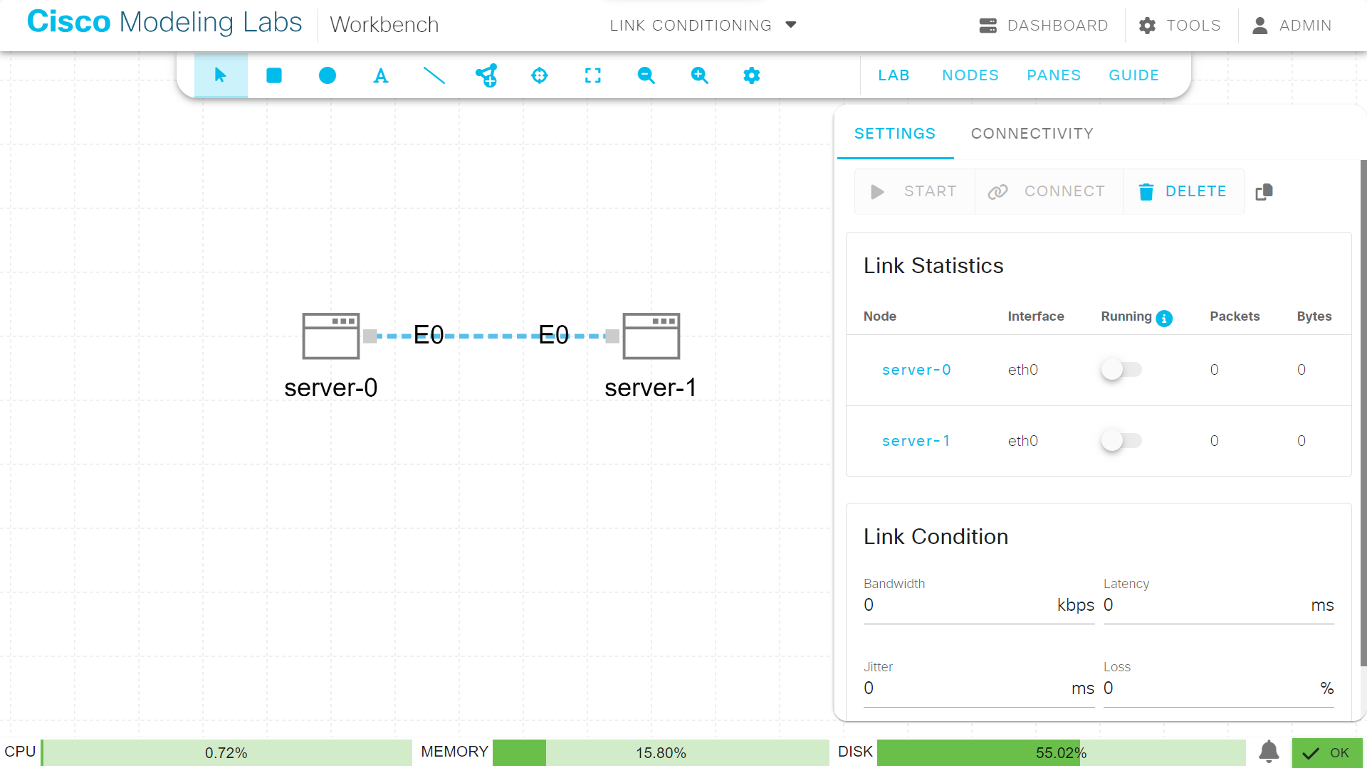 Link Conditioning - Cisco Modeling Labs v2.9 - Cisco DevNet