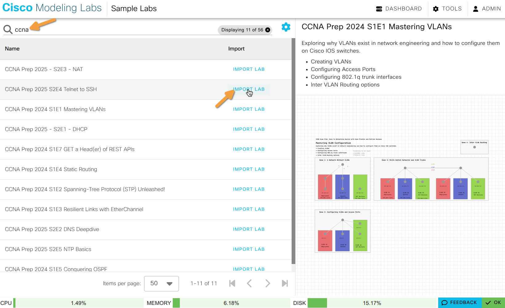 Using Sample Labs - Cisco Modeling Labs v2.9 - Cisco DevNet