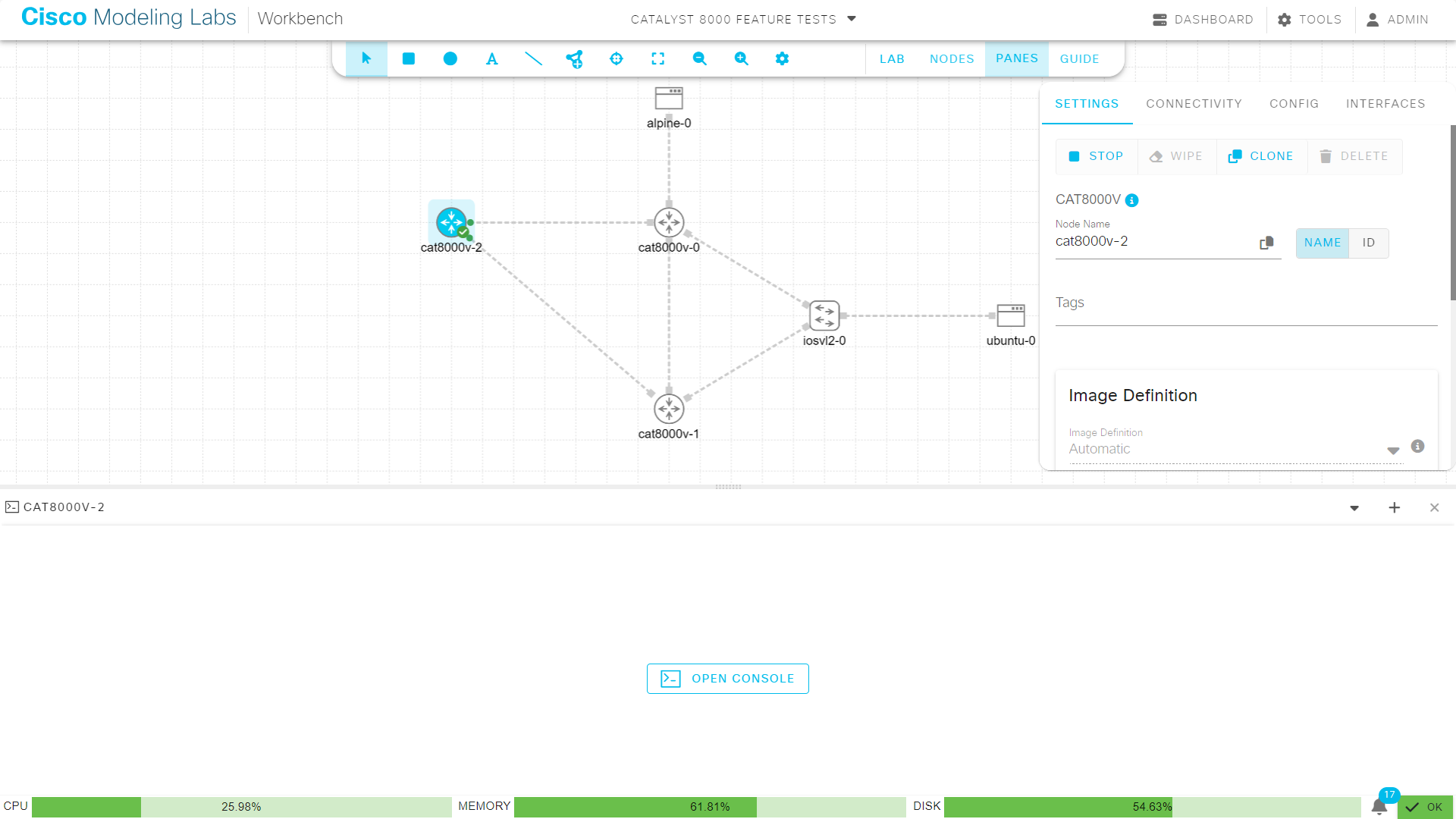 Workbench - Cisco Modeling Labs v2.9 - Cisco DevNet