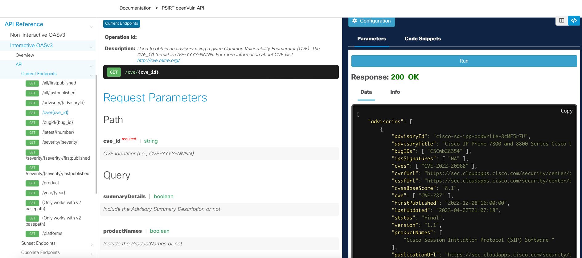 Getting Started Psirt Openvuln Api Cisco Devnet 2269